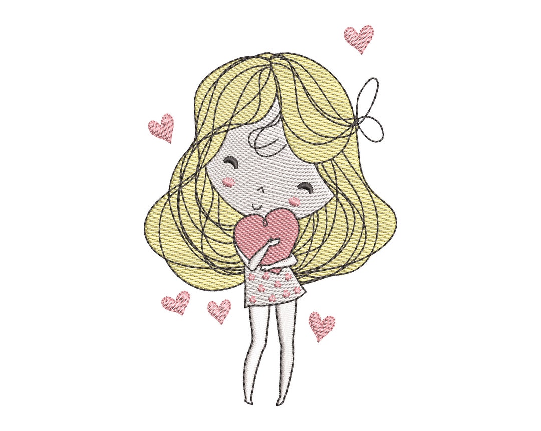 Cute Girl Embroidery Design #3 - 3 SIZES - Etsy