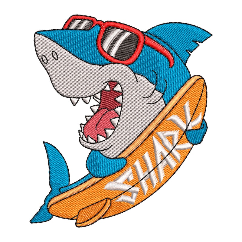 Shark Embroidery - Etsy