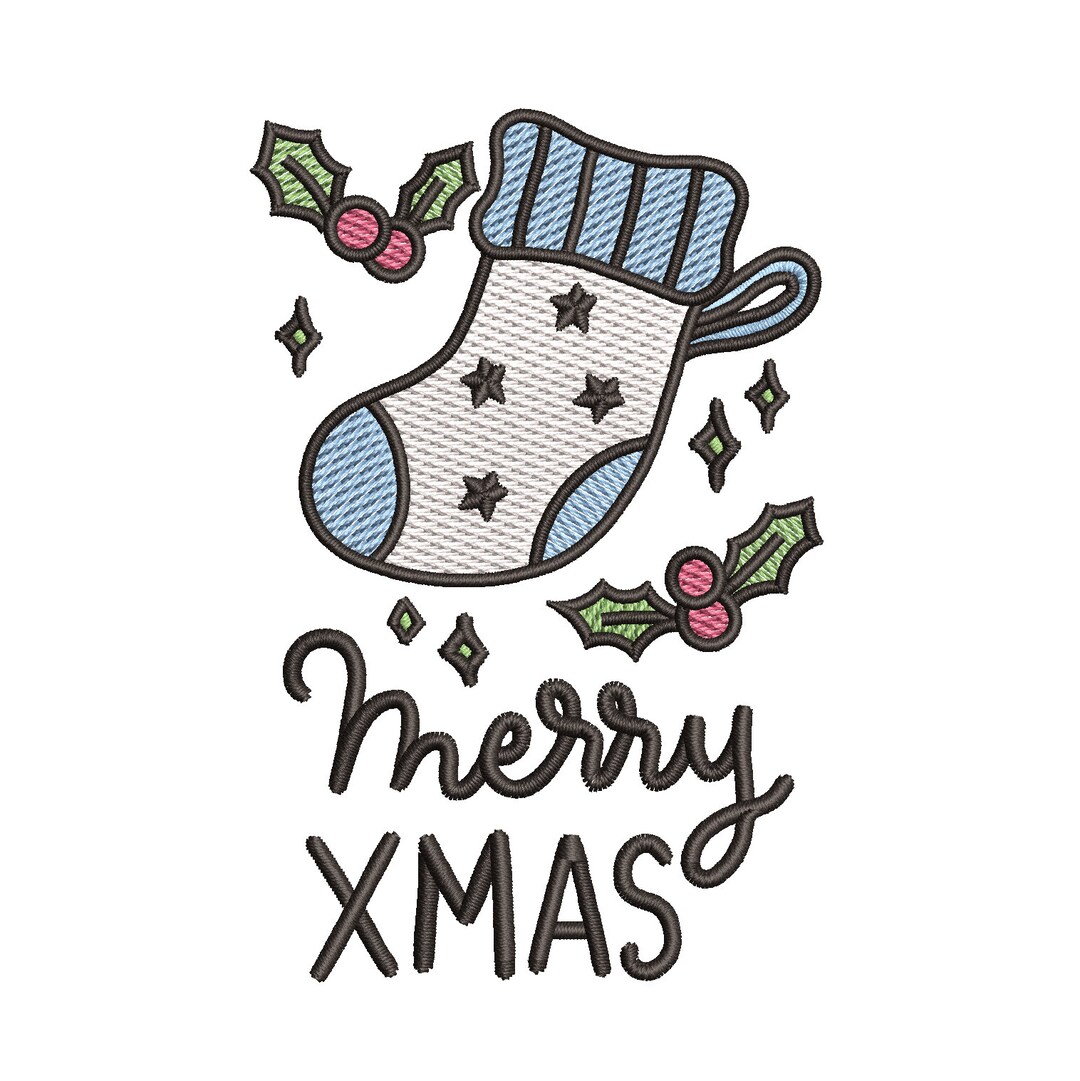 Christmas Sock Embroidery Design - 3 SIZES - Etsy