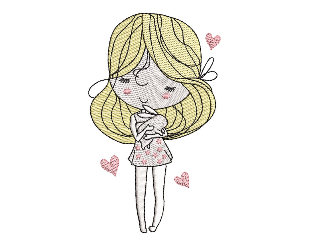 Cute Girl Embroidery Design #1 - 3 SIZES - Etsy