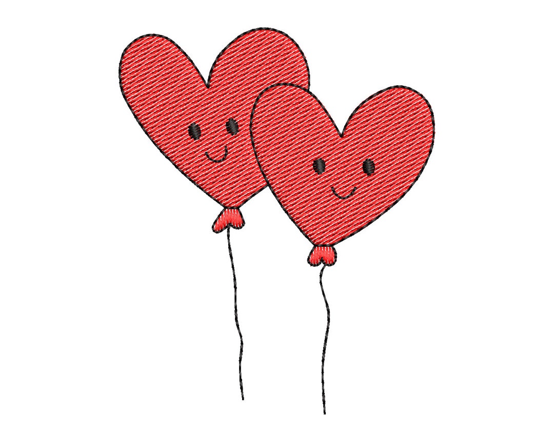 2 Heart Balloons Embroidery Design - Etsy