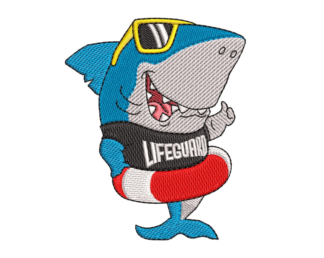 Shark Lifeguard Embroidery Design - 5 SIZES - Etsy