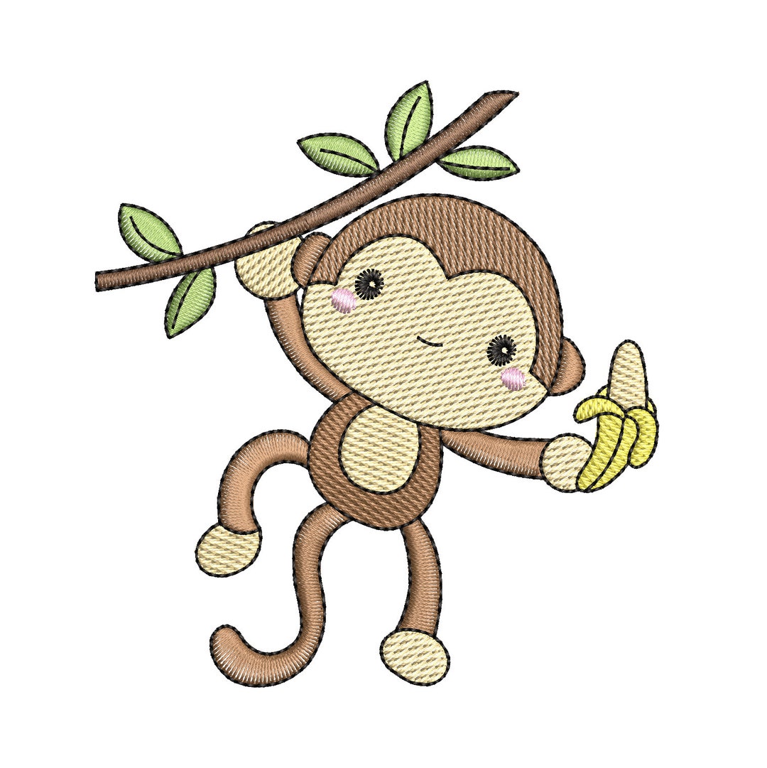 Monkey Embroidery Design - 4 SIZES - Etsy