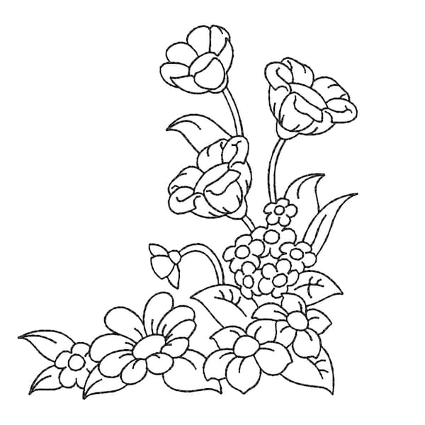 Redwork Flower - Etsy