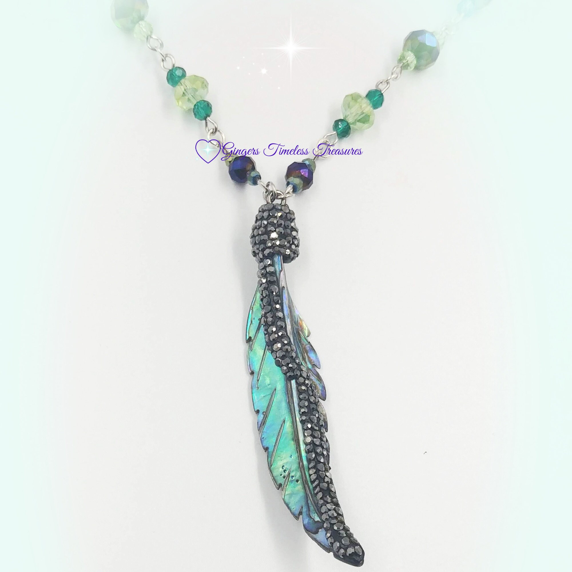 Abalone Feather Necklace Silver & Abalone Earrings Dangle Shell Jewelry ...