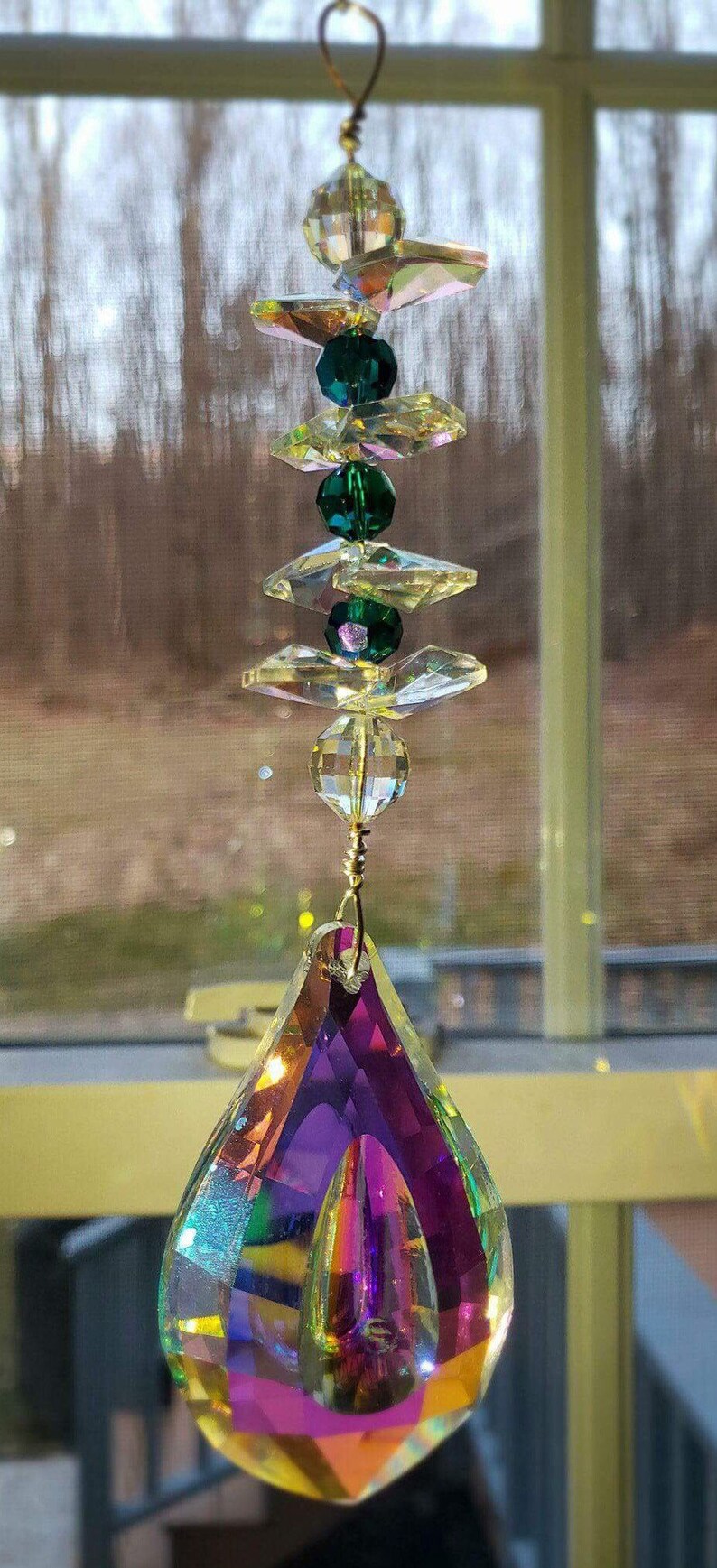 Suncatcher Large Crystal Prism Vintage Crystals Window - Etsy