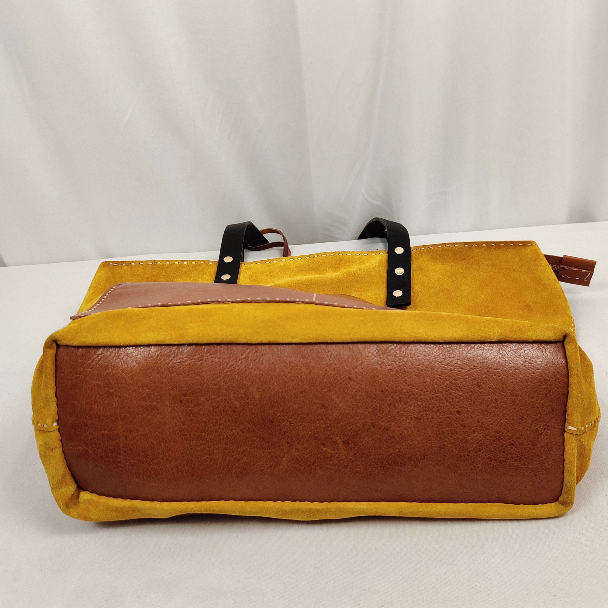 Brown Suede Leather Tote Bag For Women Slouchy Leather Etsy