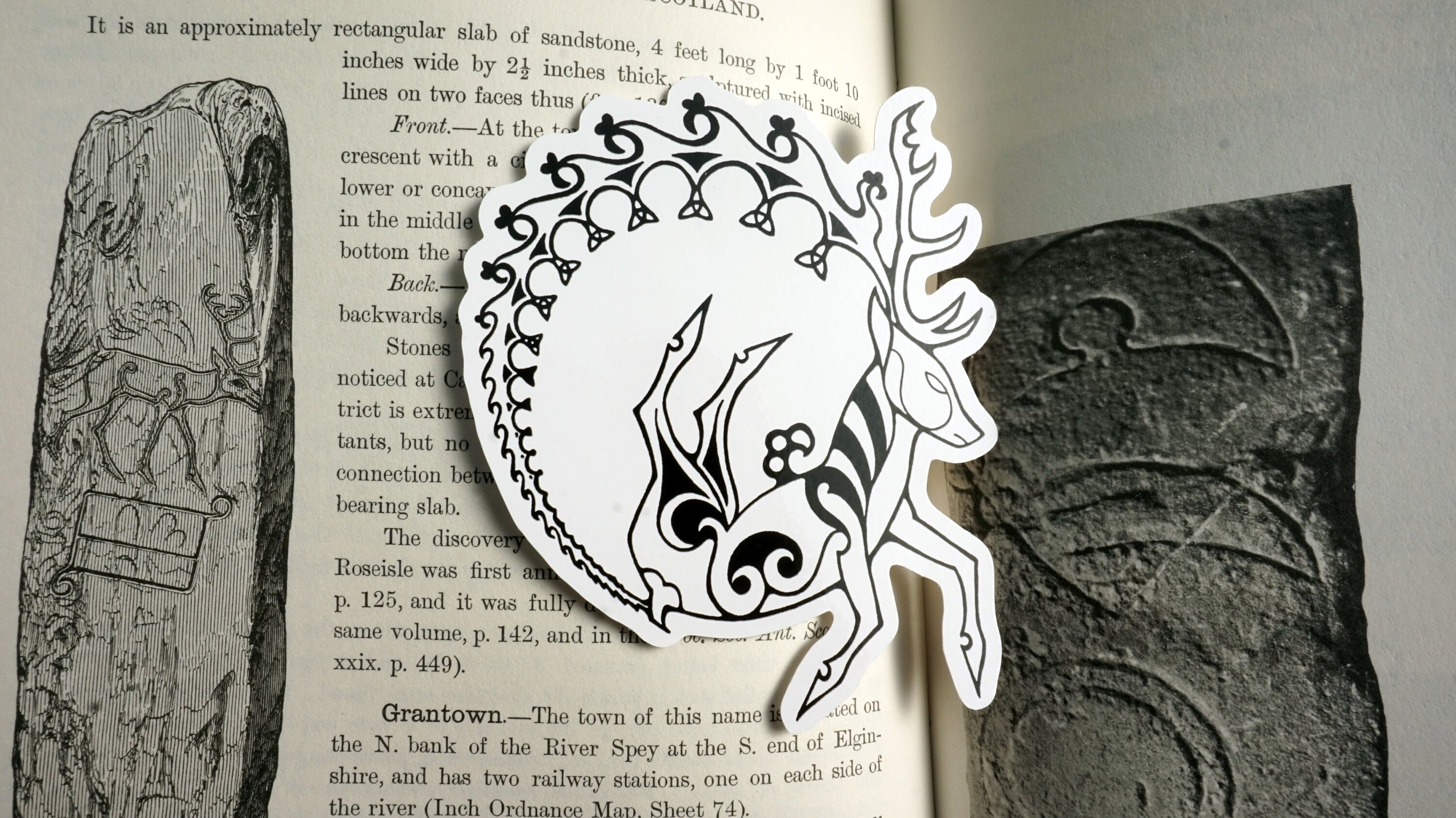 Pictish and Celtic Stag Waterproof Sticker. Designed in Scotland ...