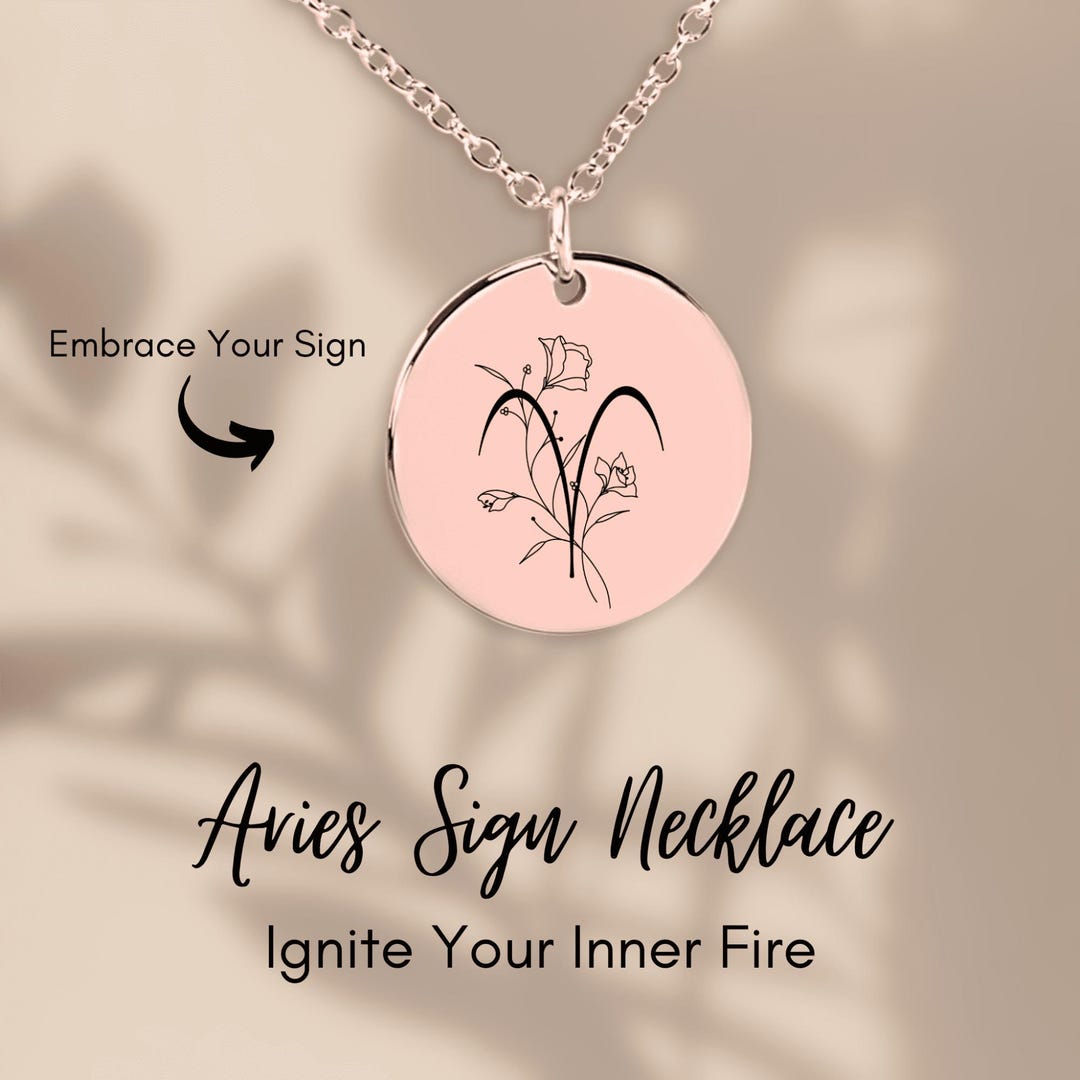 Aries Birth Flower Custom Zodiac Necklace Personalized Aries Flower ...