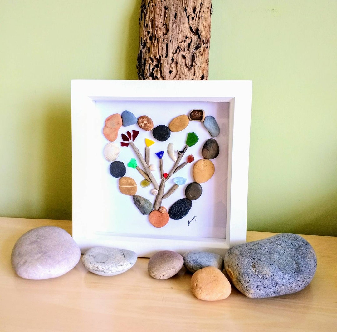 Pebble Art tree From the Sea Pebble Heart - Etsy