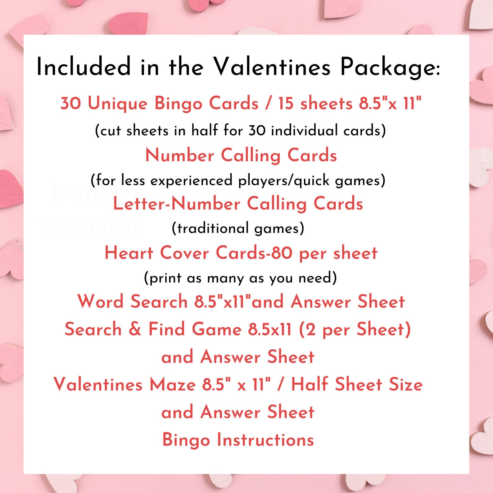 Valentine's Day Bingo Game for Kids Digital Instant Download, Cute ...
