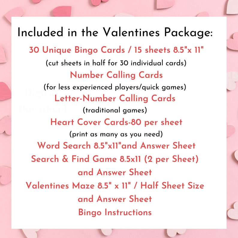 Valentine's Day Bingo Game for Kids Digital Instant Download, Cute ...
