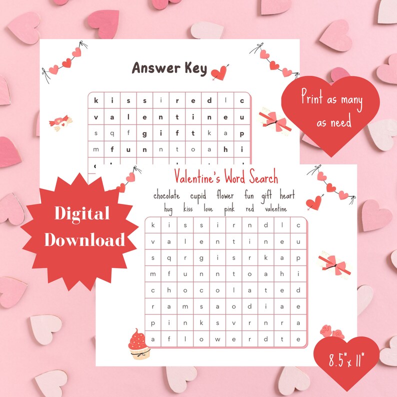 Valentine's Day Bingo Game for Kids Digital Instant Download, Cute ...