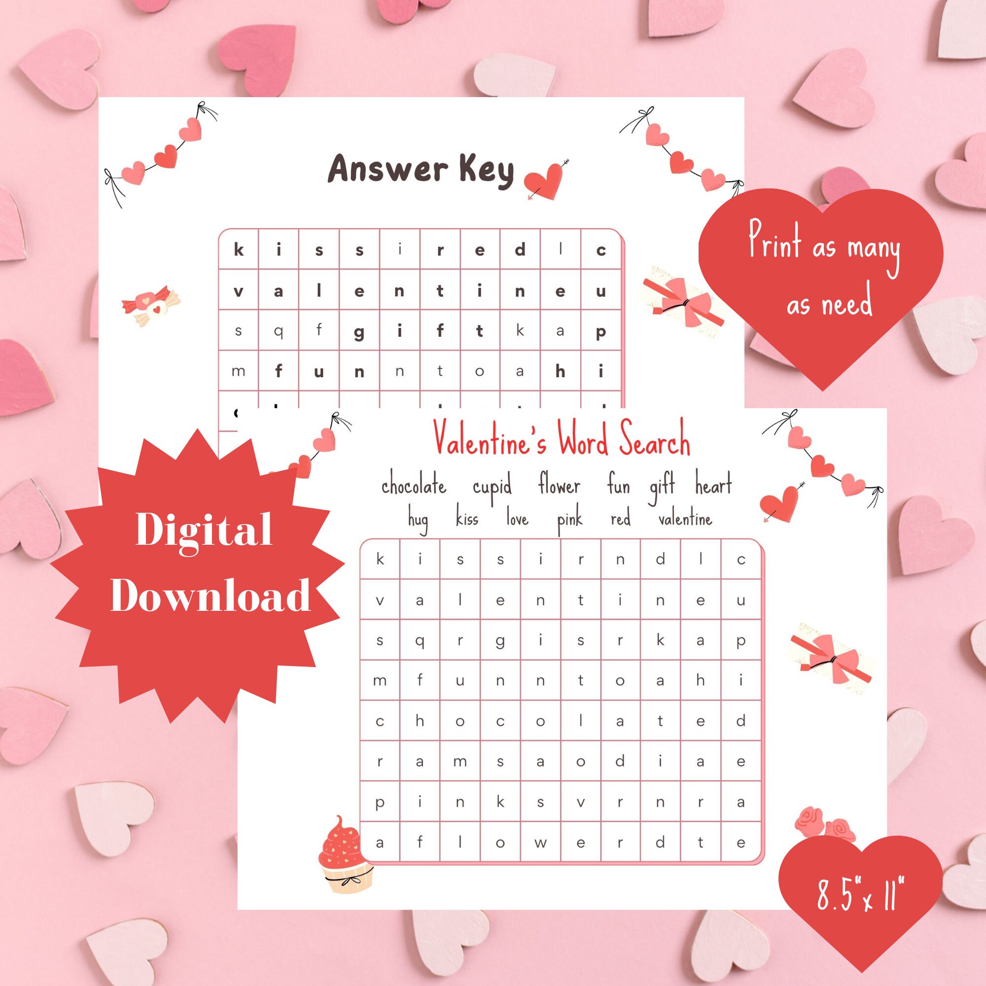 Valentine's Day Bingo Game for Kids Digital Instant Download, Cute ...