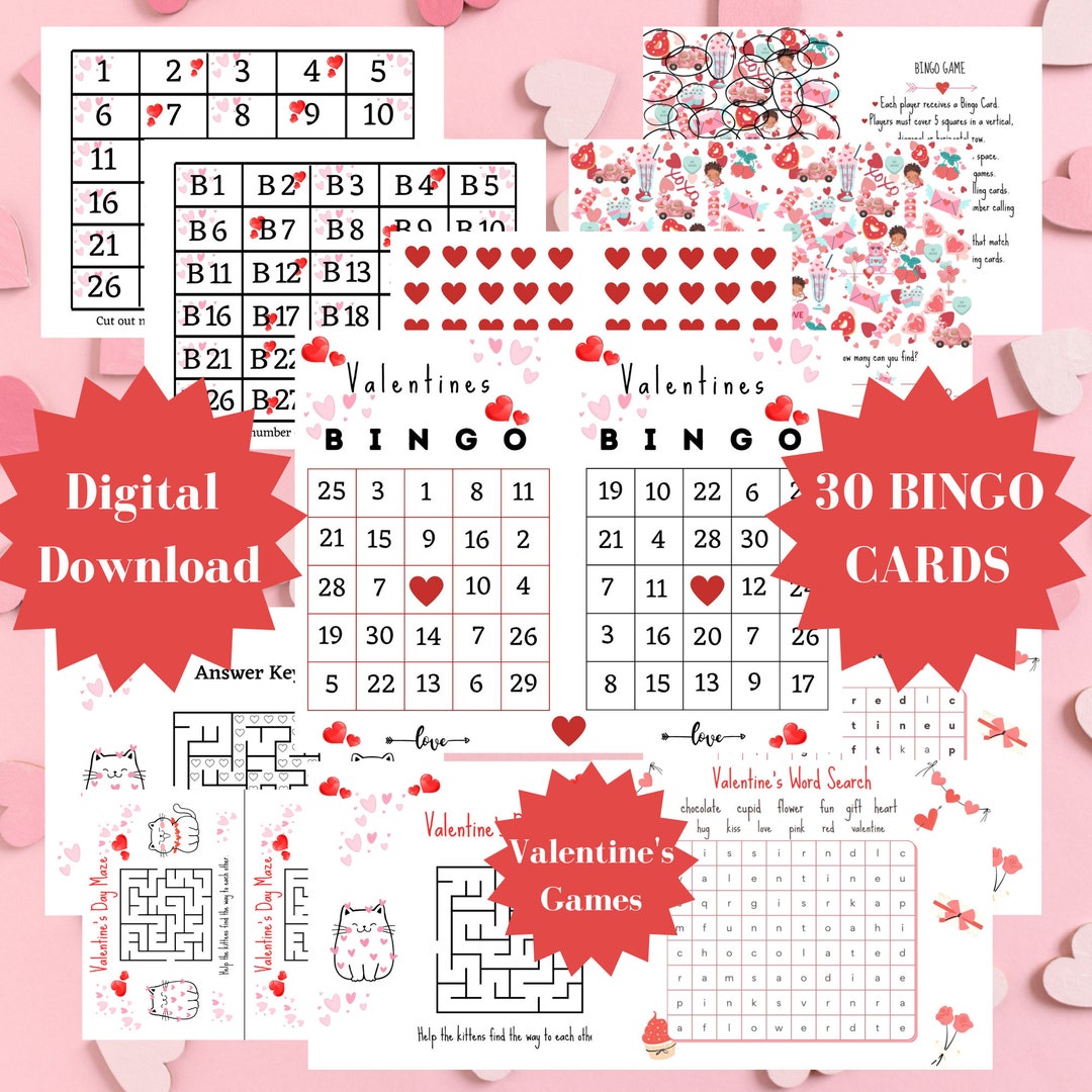 Valentine's Day Bingo Game for Kids Digital Instant Download, Cute ...
