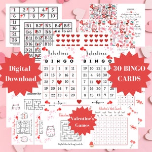 Valentine's Day Bingo Game for Kids Digital Instant Download, Cute ...