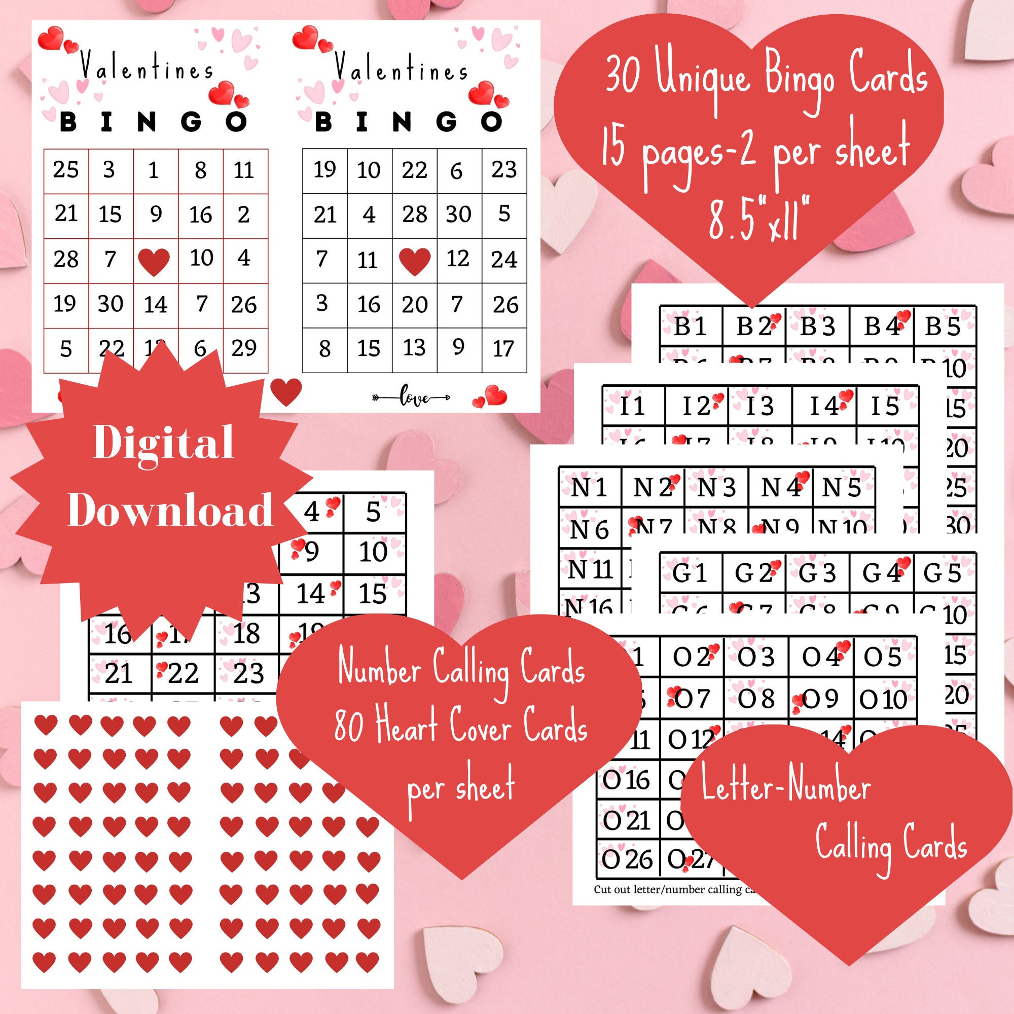 Valentine's Day Bingo Game for Kids Digital Instant Download, Cute ...