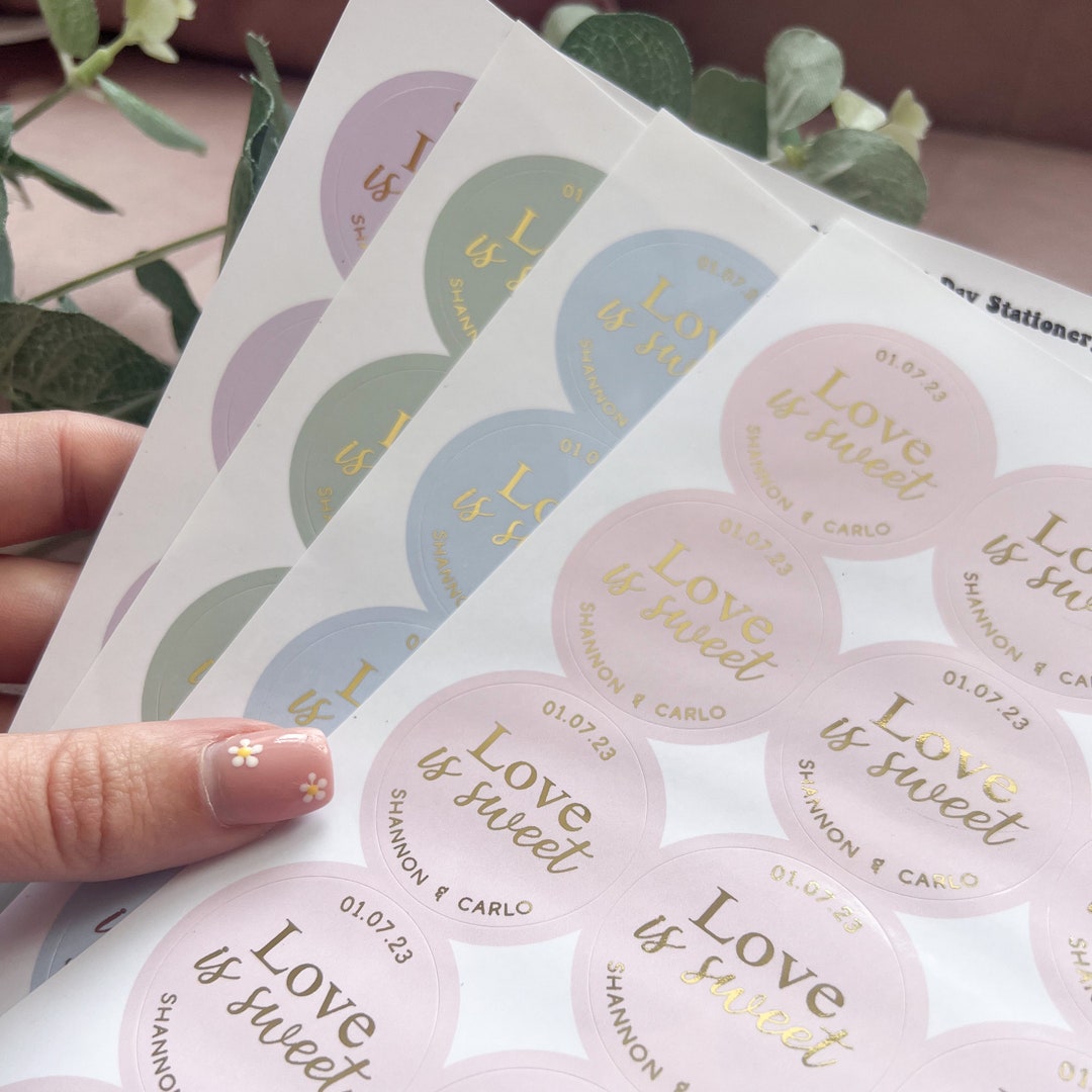 Personalised Love is Sweet Labels for Wedding Day Favours - Etsy UK