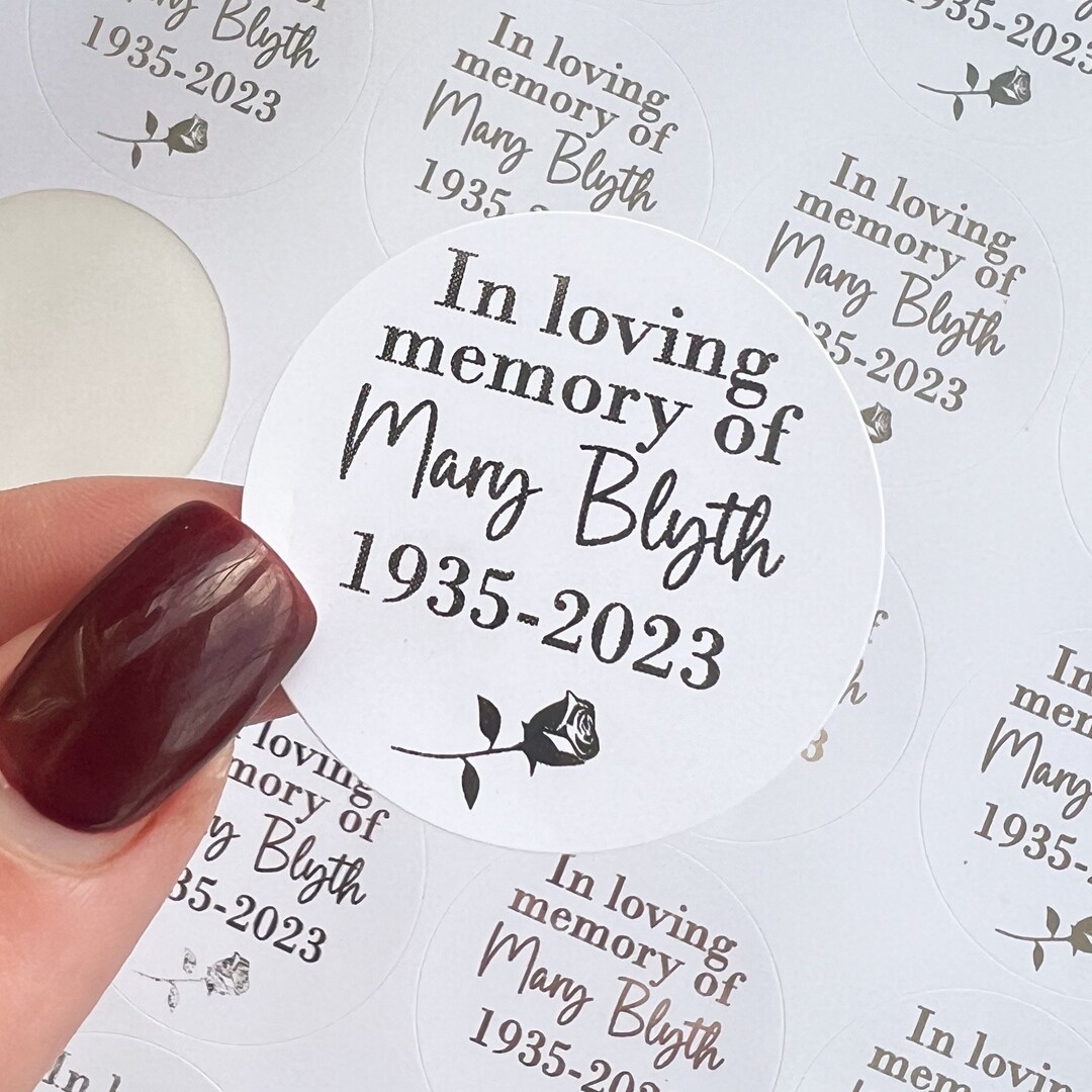 Black&white in Loving Memory Stickers • Funeral, Wake Favour Labels - Etsy