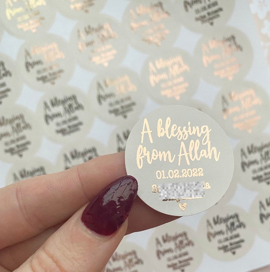 A Blessing From Allah Stickers Real Foil New Baby Arrival Personalised ...