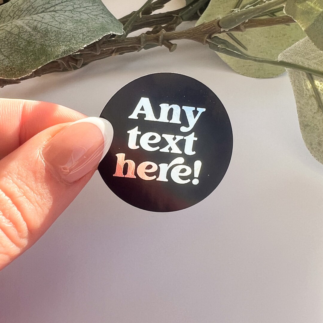BLACK Glossy Your Text Here Stickers • Custom Text in Retro Type Font ...