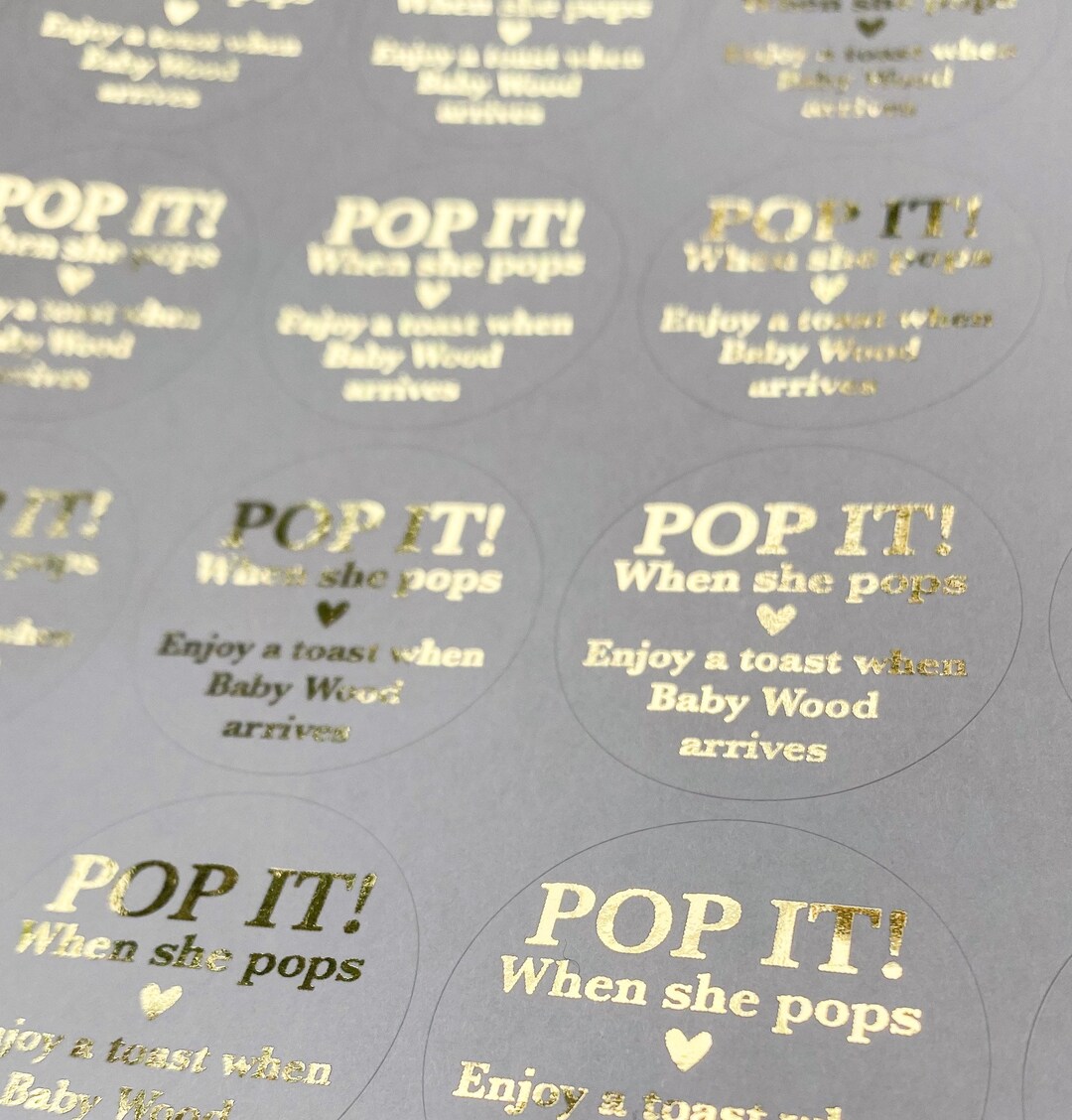 Pop It When She Pops Baby Shower Stickers Baby Favour Foiled - Etsy
