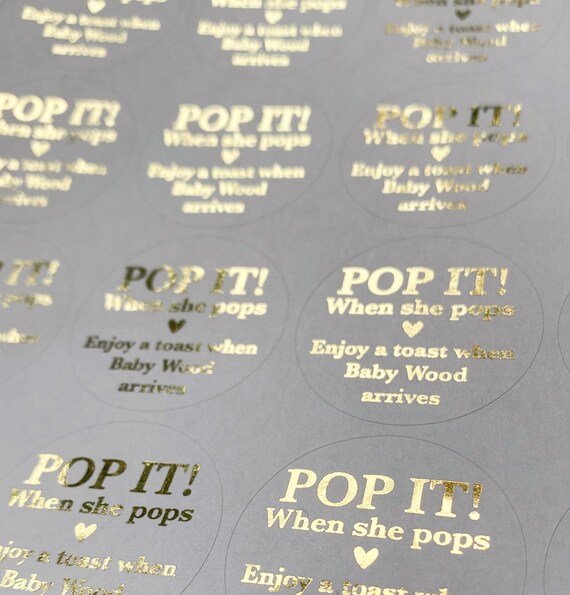 Pop it When She Pops Baby Shower Stickers Baby Favour Foiled | Etsy