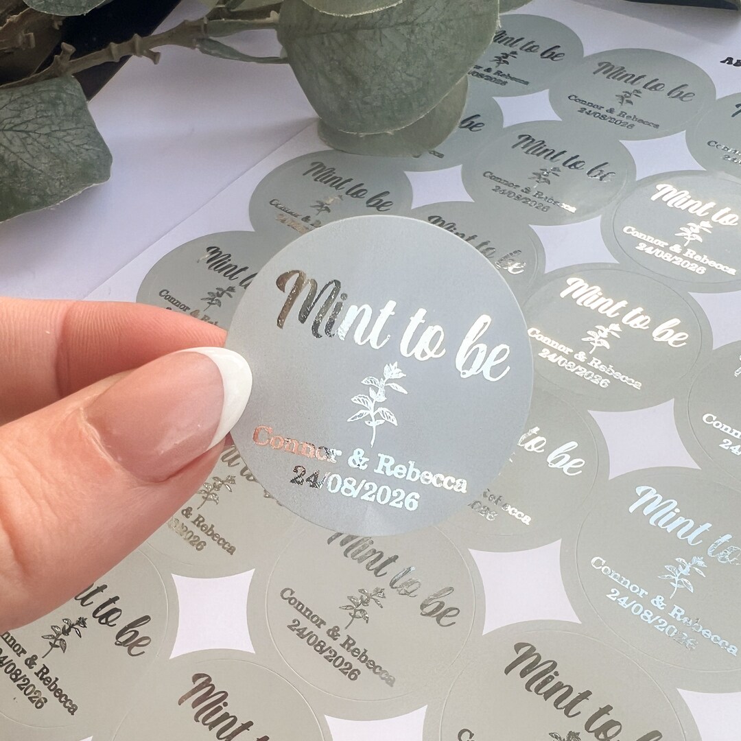 Mint to Be Wedding Favour Stickers With Real Foil • Event Labels for ...