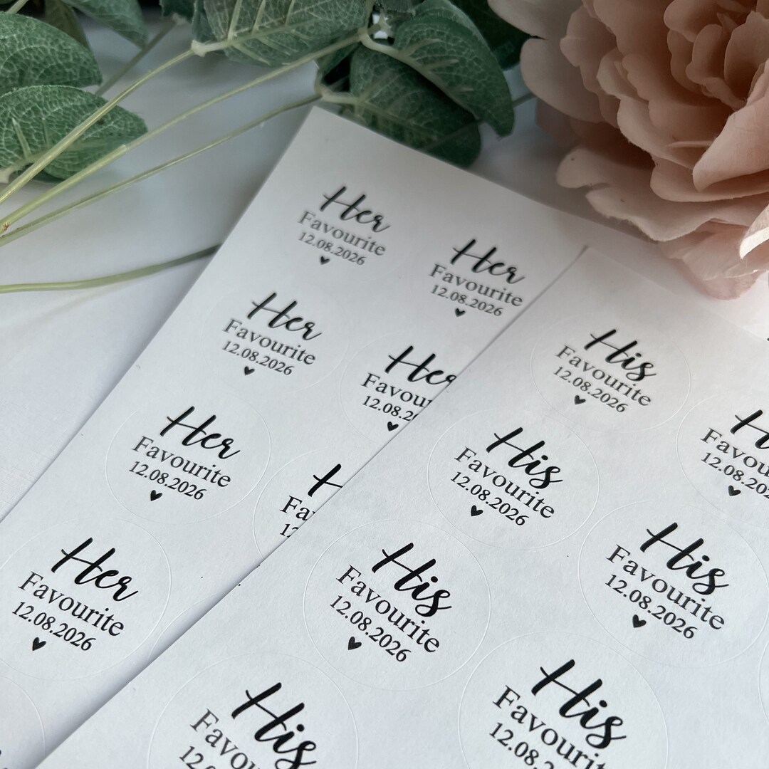 Wedding His and Her Favourite Favour Stickers • Sweet/drink/snack ...