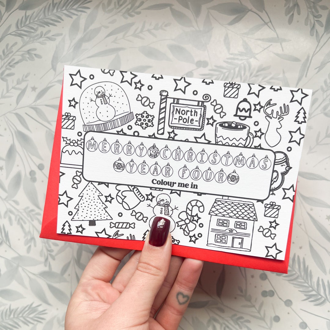 10 X Colour in Christmas Cards for Childrens Classmates and - Etsy