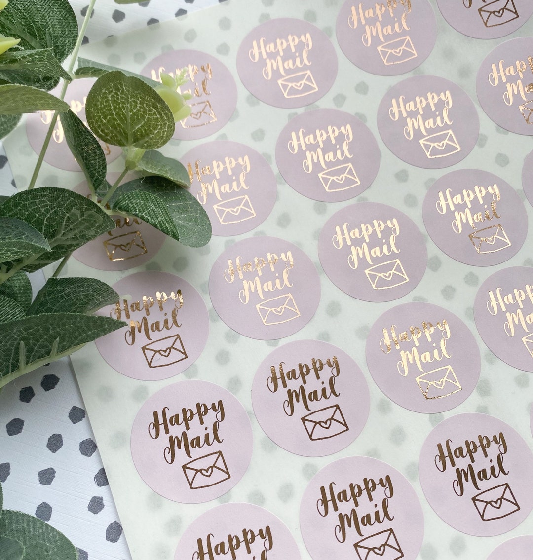 Happy Mail Foiled Postage Stickers Packaging Business Post Stickers for ...
