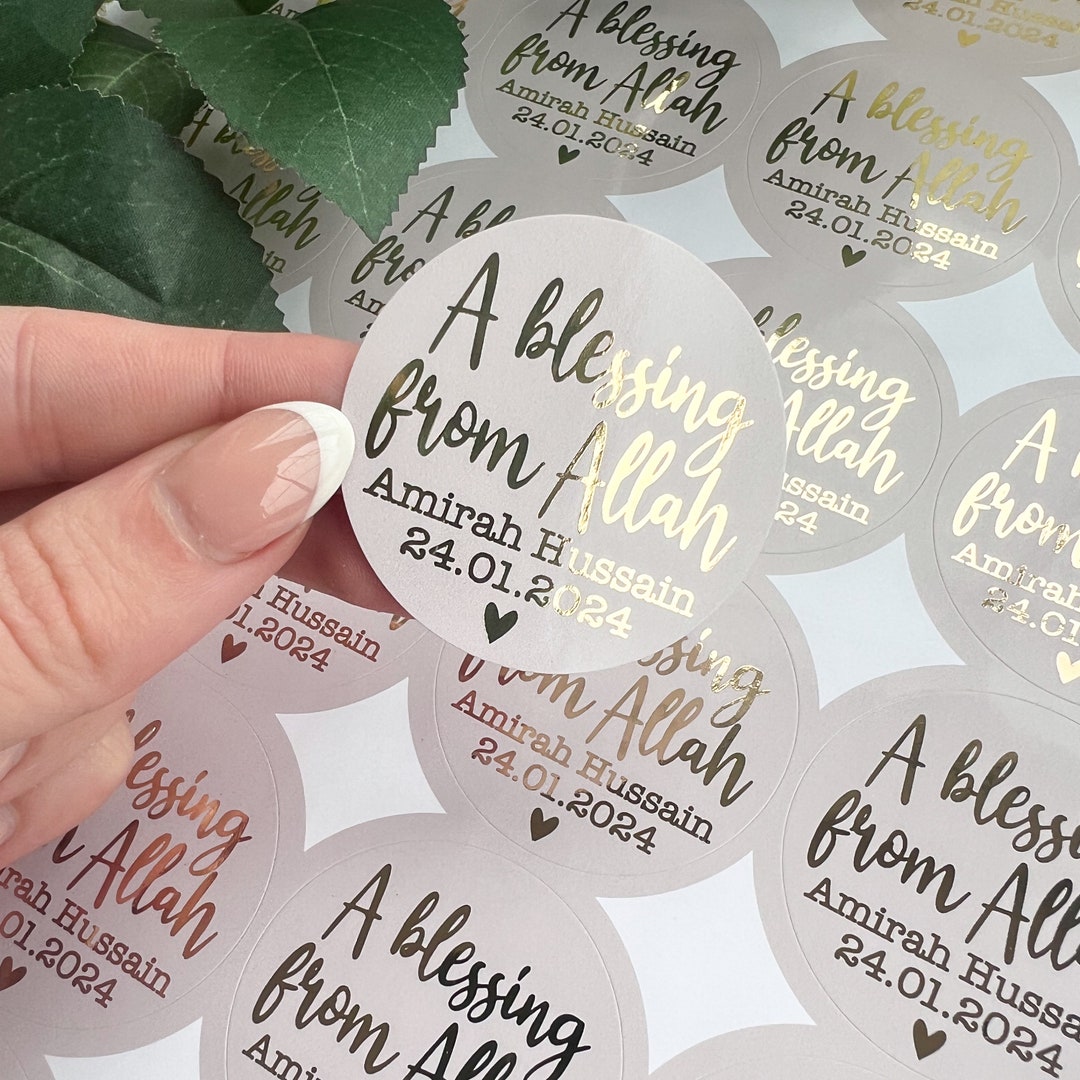 24 A Blessing From Allah Stickers • New Baby Arrival Personalised ...