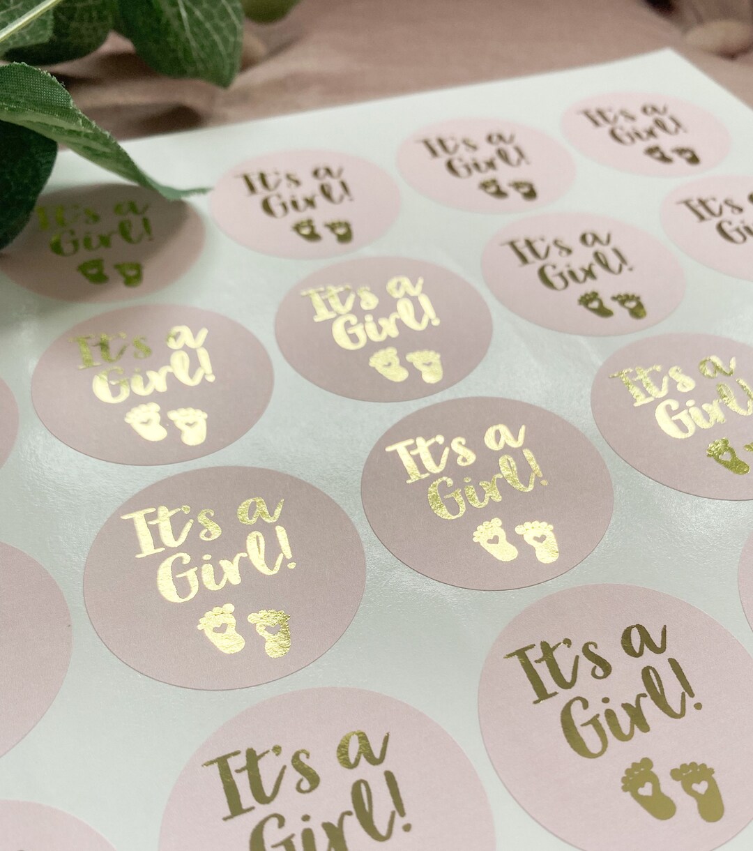 Its a Girl Baby Girl Foiled Stickers Baby Shower Labels - Etsy UK