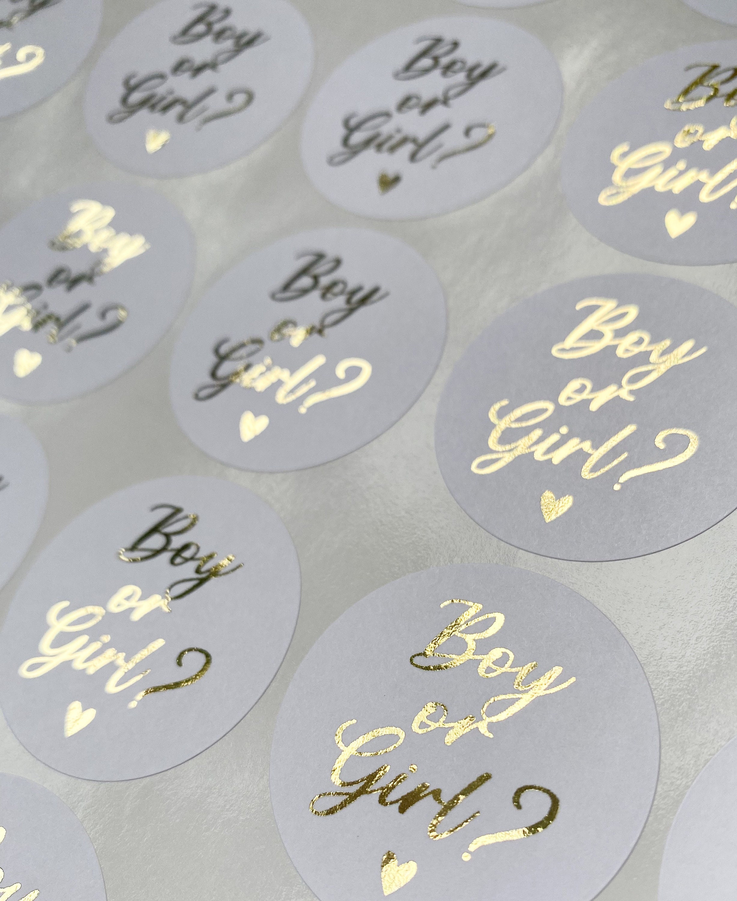 Boy or Girl Gender Reveal Foiled Stickers Baby Shower | Etsy