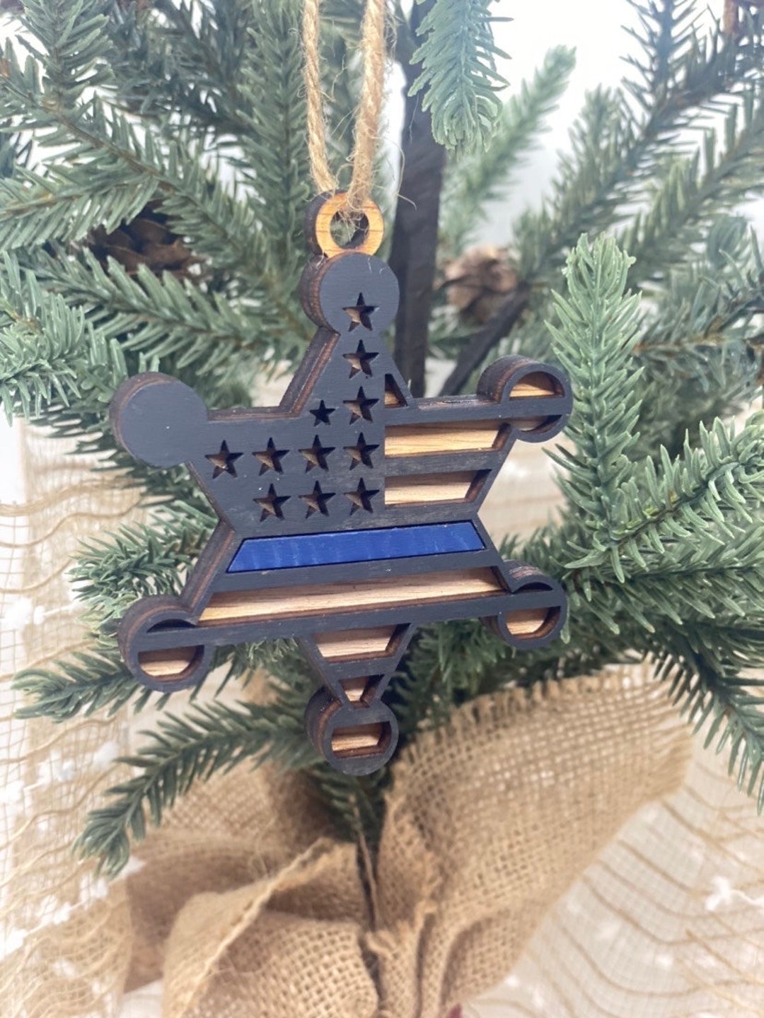 Thin Blue Line Sheriff | Thin Blue Line Ornament | Sheriff Ornament ...