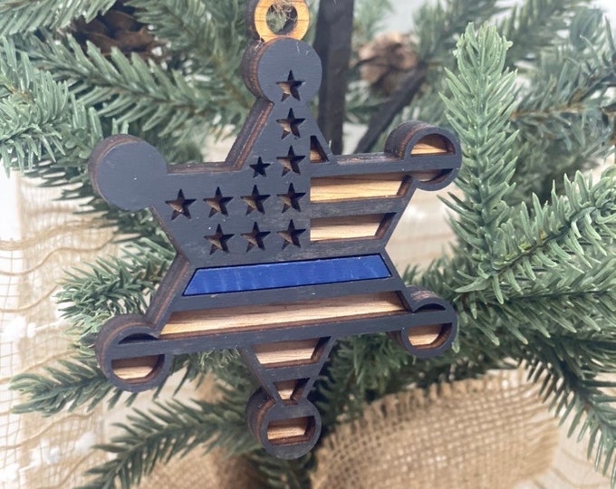 Thin Blue Line Sheriff | Thin Blue Line Ornament | Sheriff Ornament ...