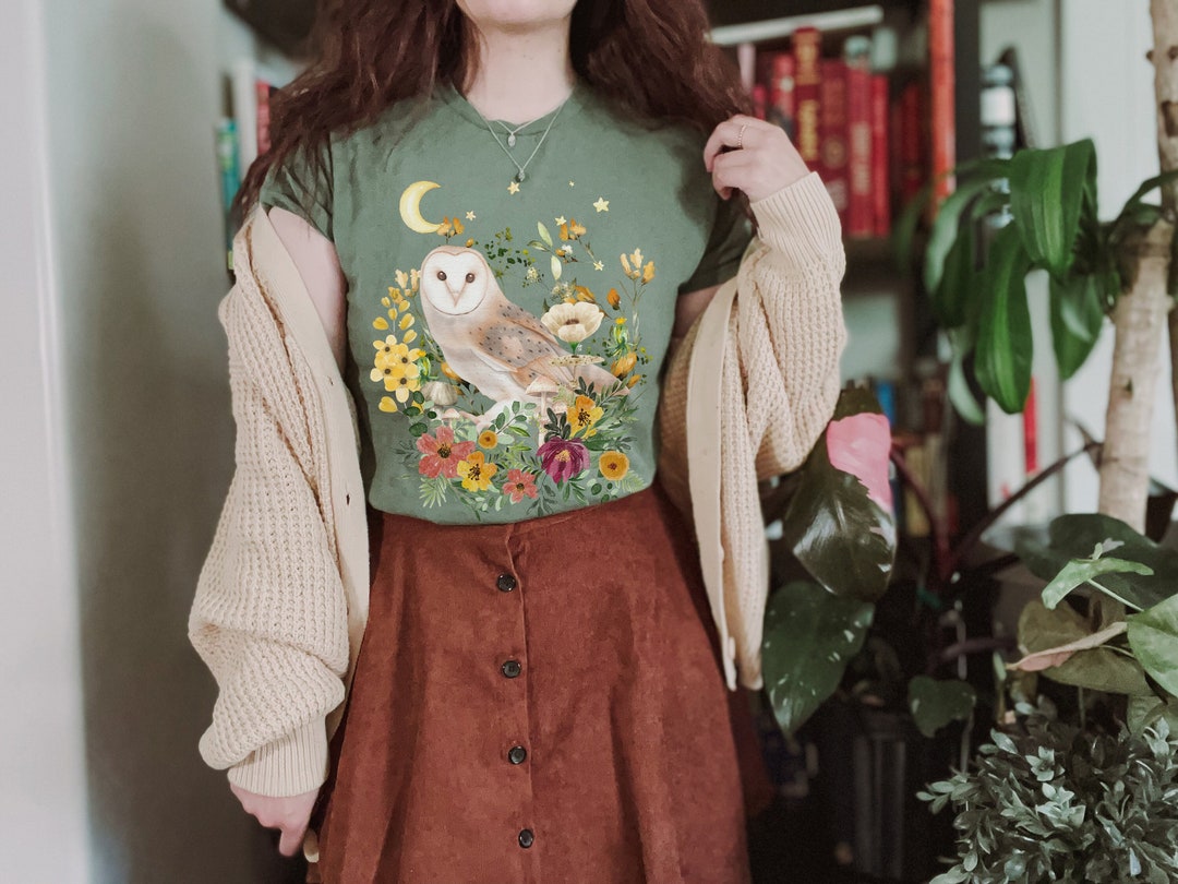 Barn Owl Shirt Cottagecore Shirt Goblincore Shirt Cottage Core Shirt ...