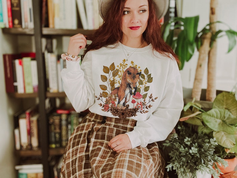 Fox Sweater Forestcore Sweatshirt Mushroom Sweater Goblincore - Etsy