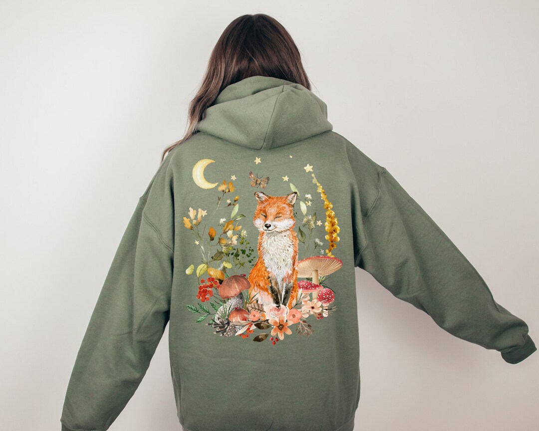 Fox Hoodie Forestcore Sweatshirt Mushroom Sweater Goblincore Sweater ...