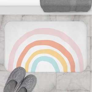 Boho Rainbow Kids Non Slip Bath Shower Mat, Minimalist Abstract ...