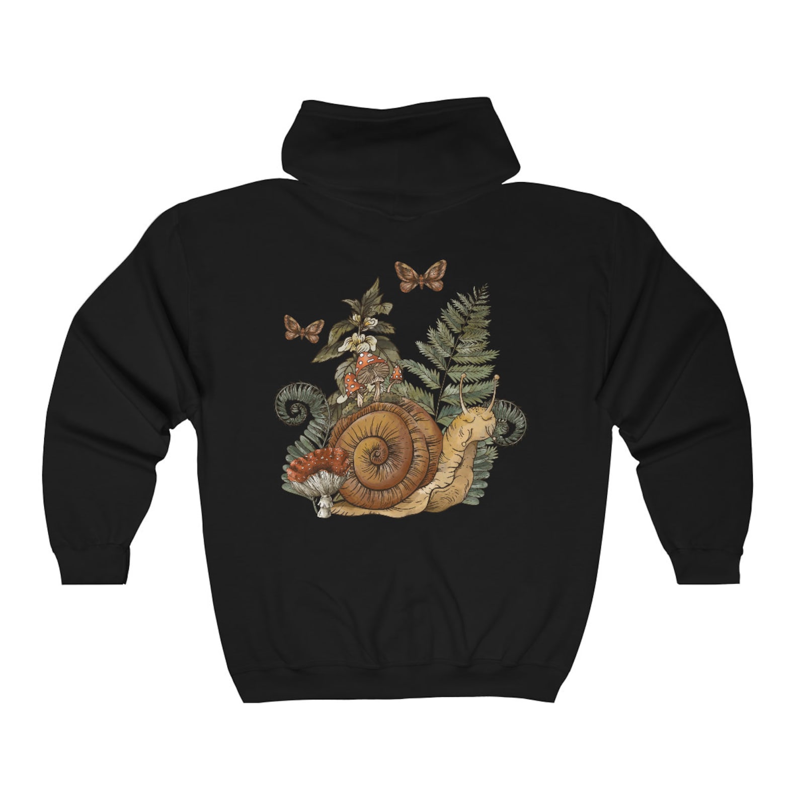 Goblincore Zip up Hoodie Mushroom Sweater Snail Hoodie - Etsy