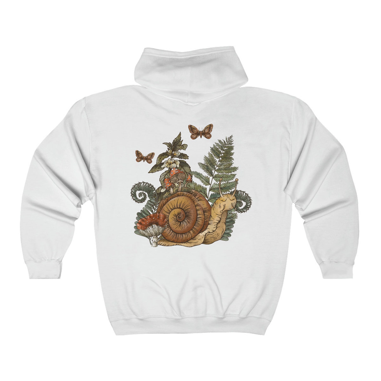 Goblincore Zip up Hoodie Mushroom Sweater Snail Hoodie - Etsy
