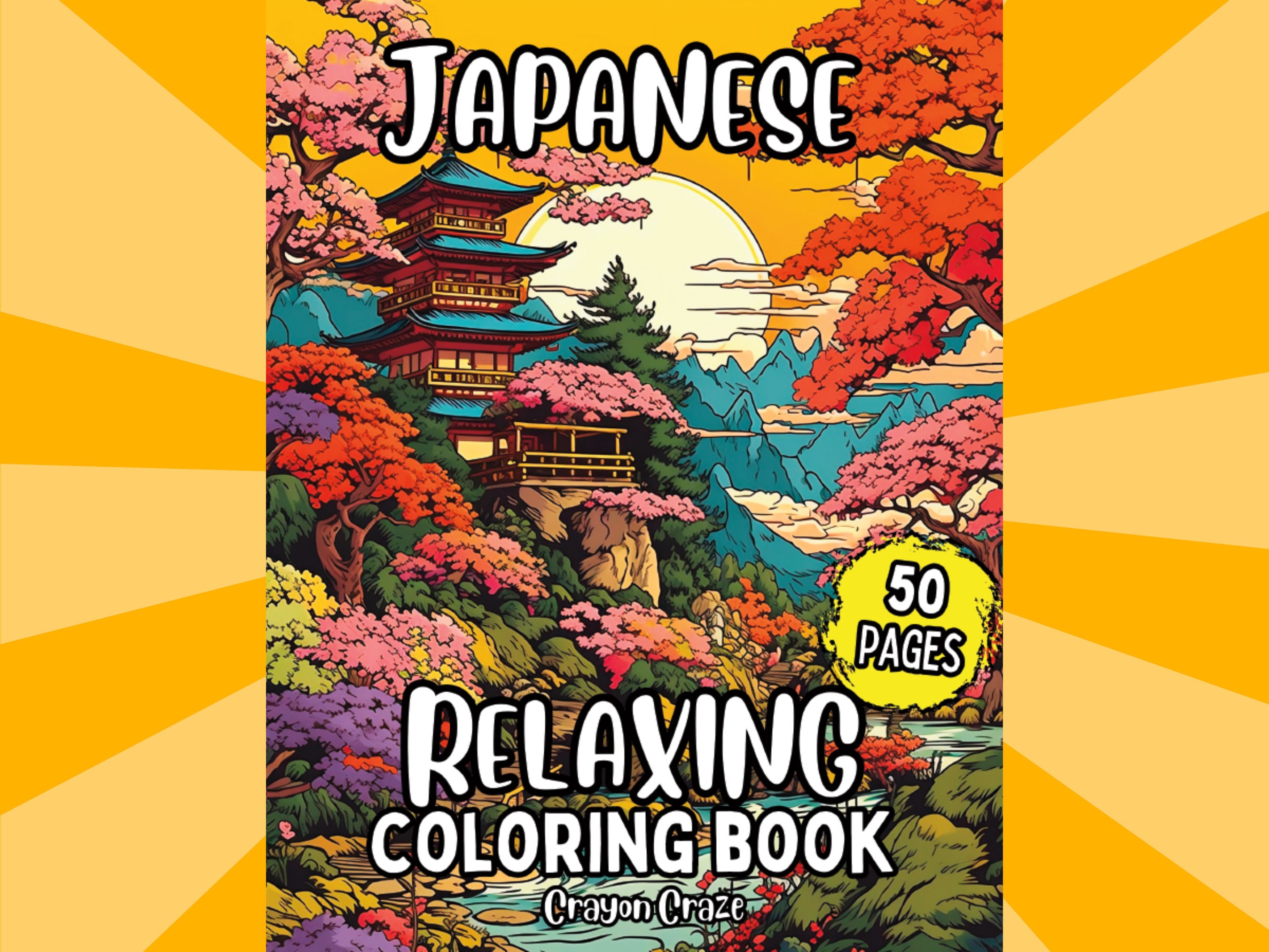 Japanese Relaxing Coloring Pages for Adults Gift 50 Fun - Etsy