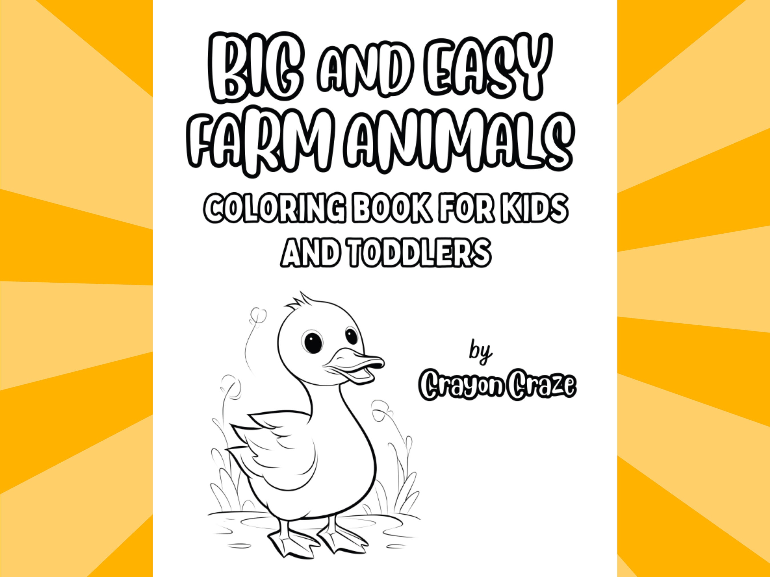 Big and Easy Farm Animals Coloring Pages for Toddlers Kids - Etsy