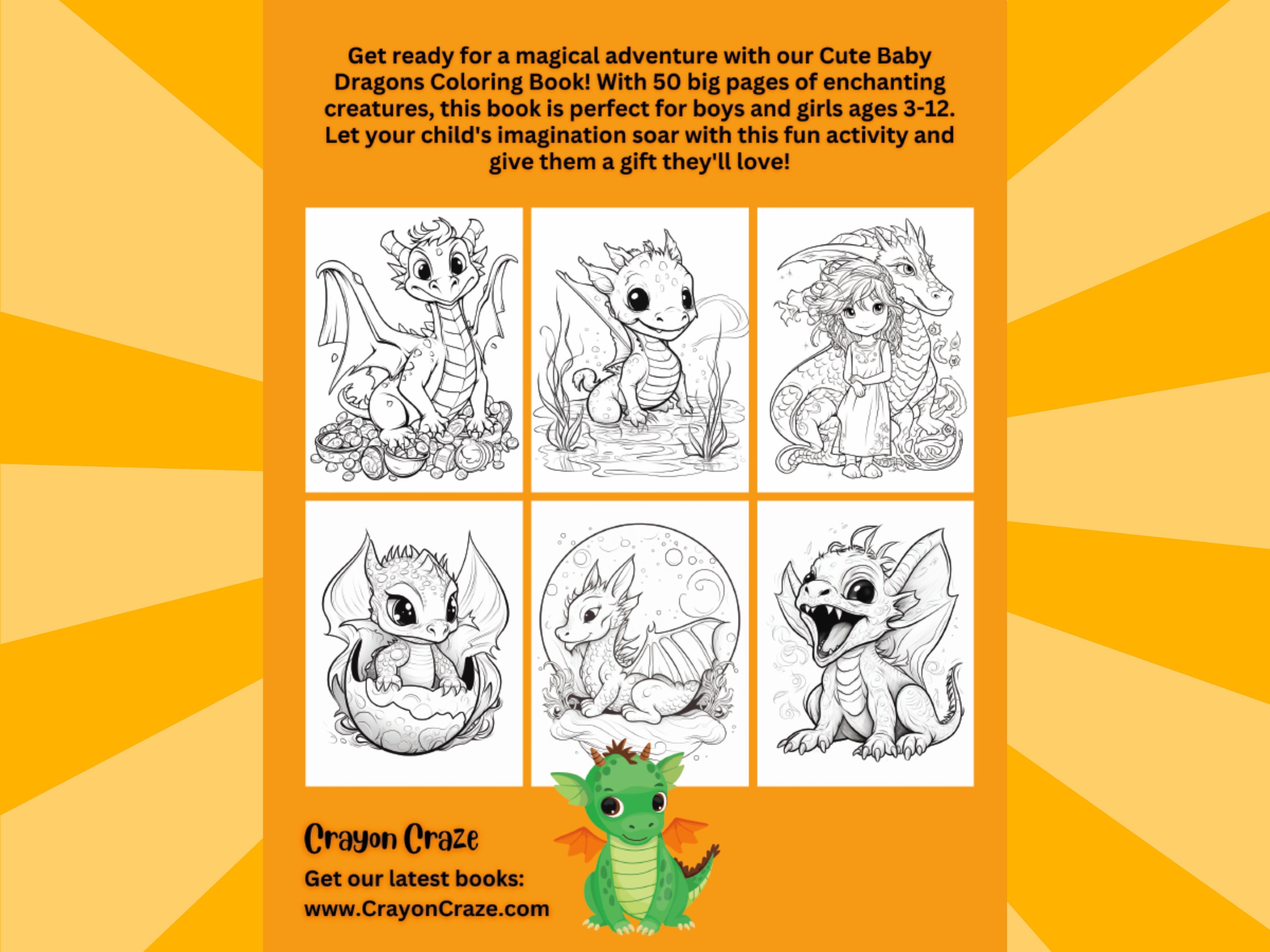 Cute Baby Dragons Coloring Pages for Kids Gift 50 Adorable Enchanted ...