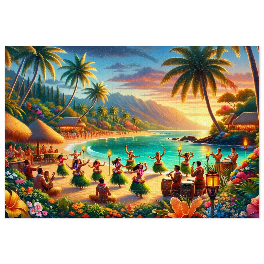 Hawaiian Luau Party Jigsaw Puzzle Unique Gift for Mom Friend Hawaii ...