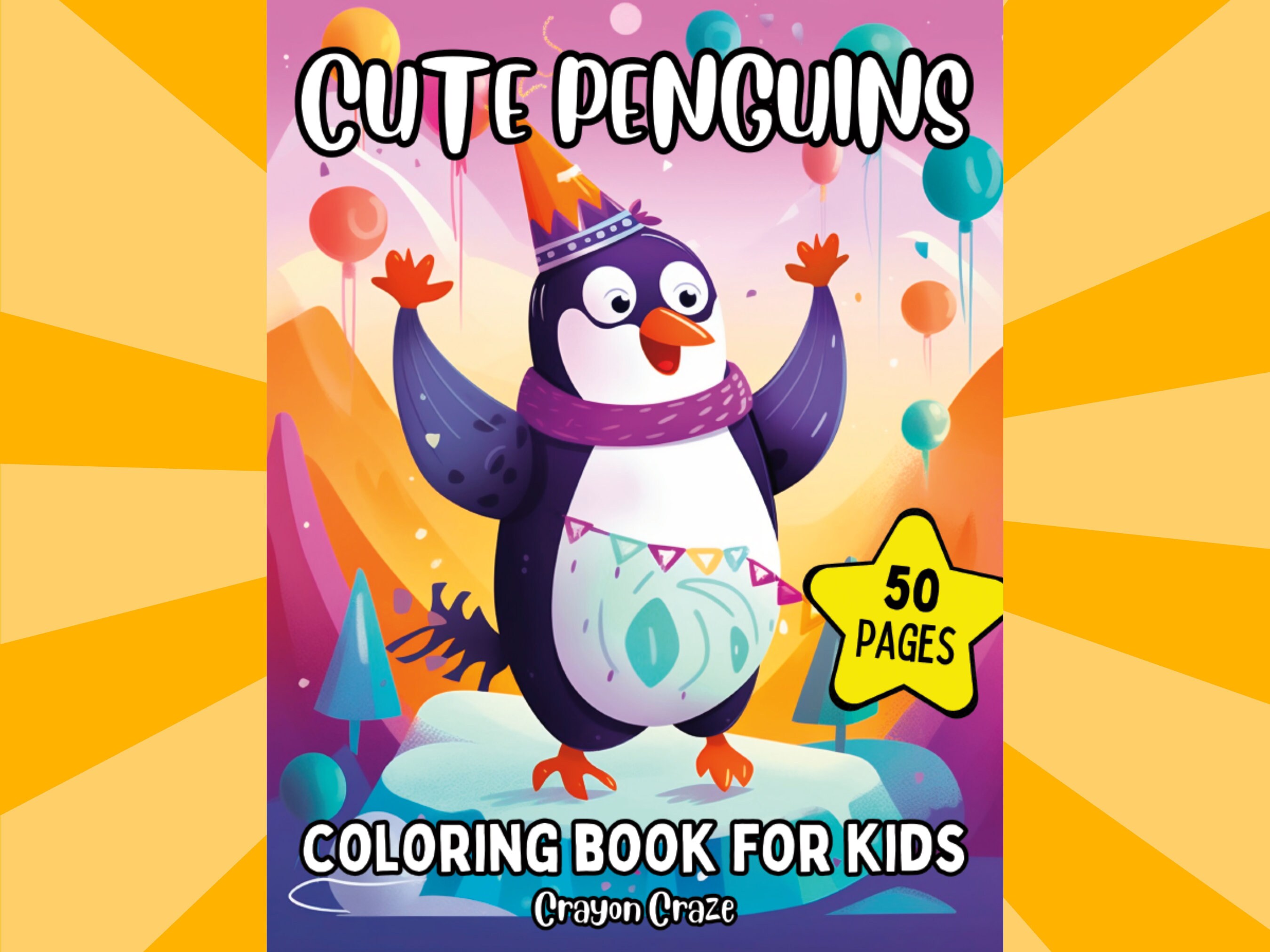 Cute Penguin Coloring Pages for Kids Gift 50 Easy Fun Adorable Penguins ...