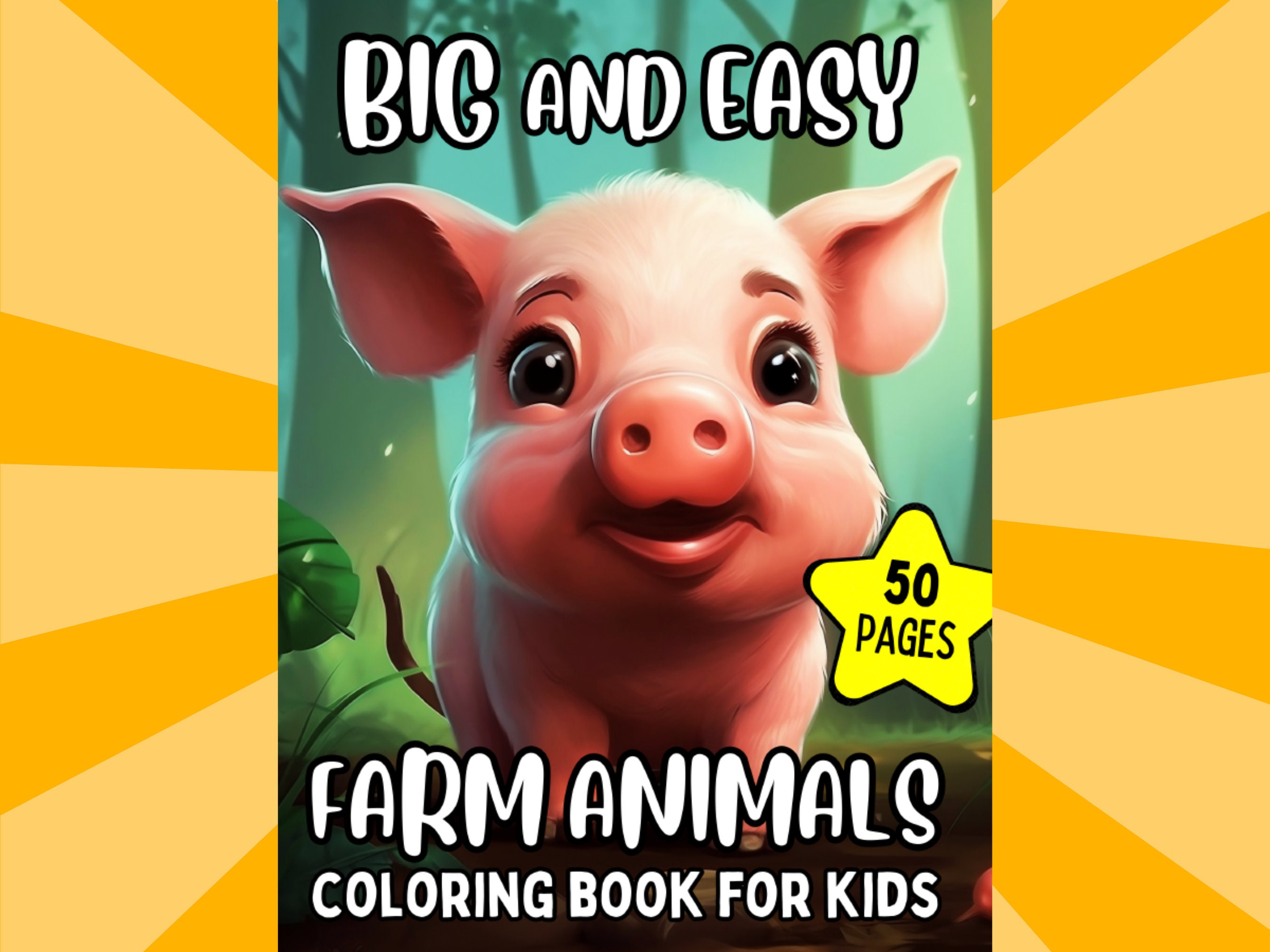 Big and Easy Farm Animals Coloring Pages for Toddlers Kids - Etsy