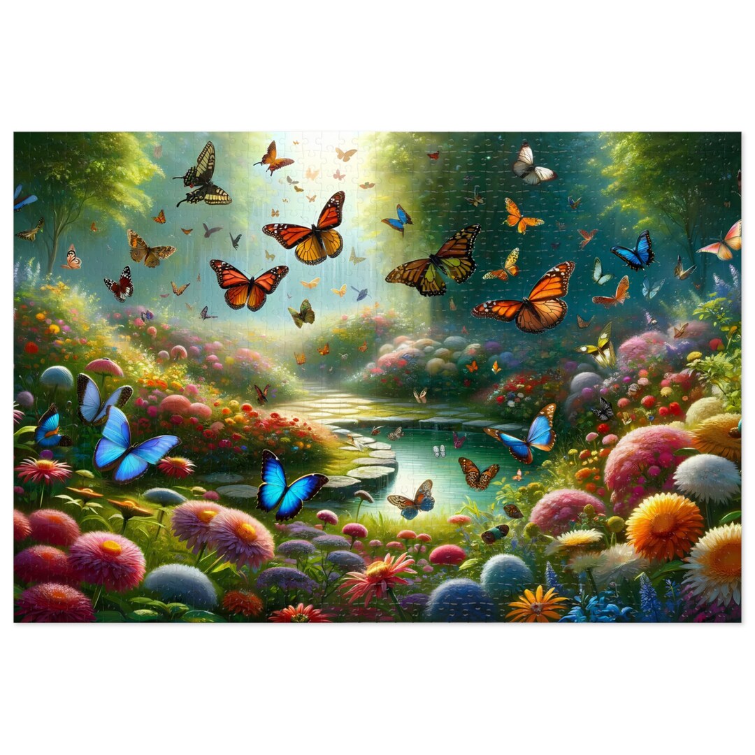 Butterfly Garden Jigsaw Puzzle Unique Gift for Mom Friend Nature Lover ...