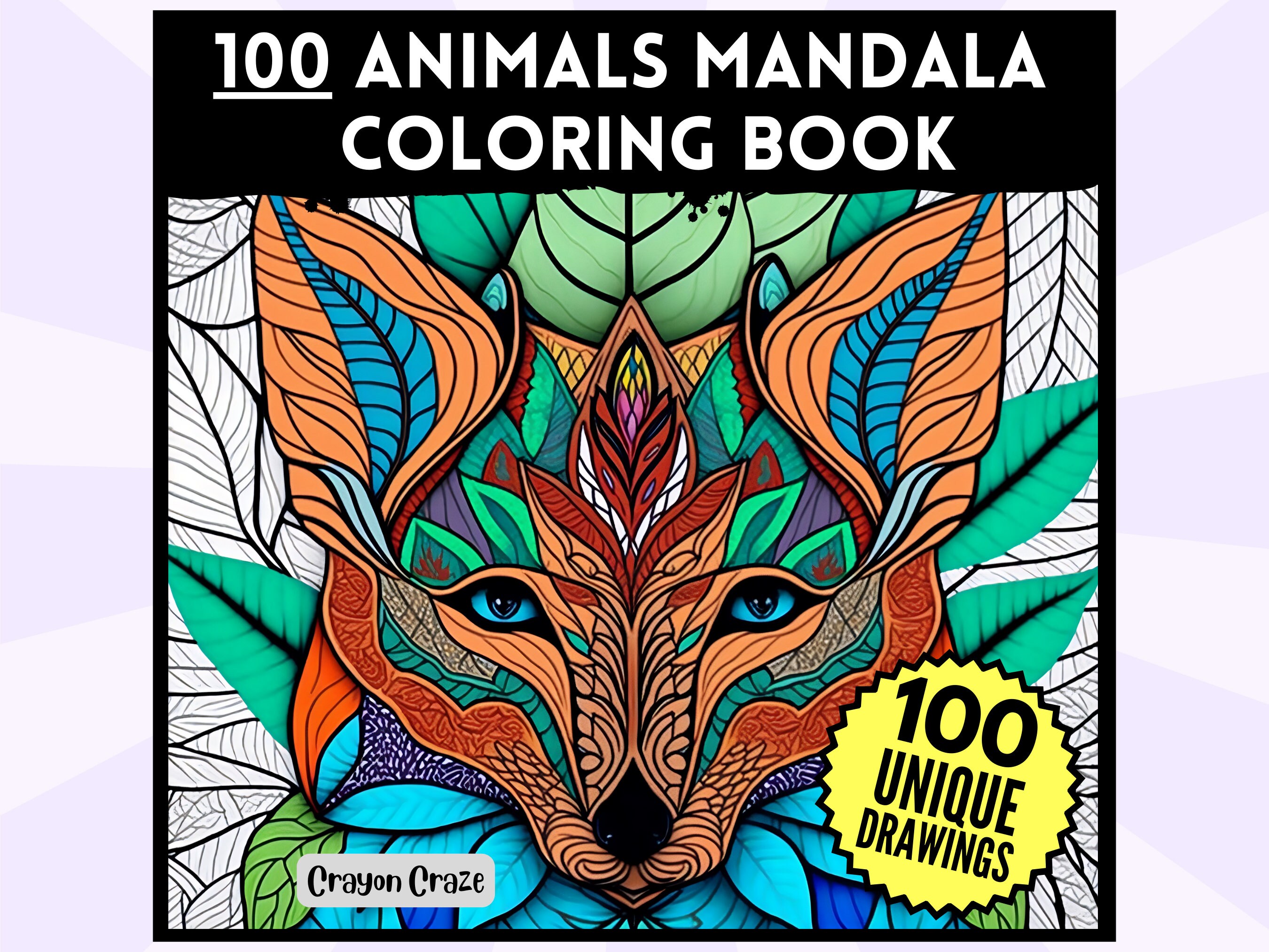 100 Animals Mandala Coloring Pages for Adults Teens Women Men ...